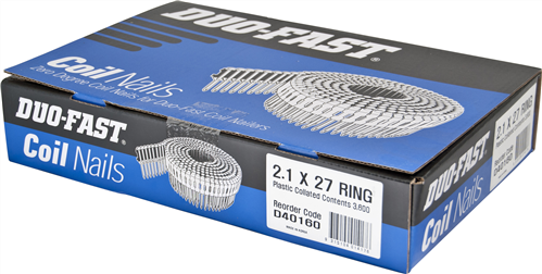 Duo-Fast 0° Bright Collated Coil Ring Nails Pk3600 - 2.1 X 27Mm | Agnew ...
