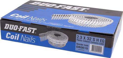 Duo-Fast 0° Electro Galvanised Collated Coil Sheg Nail Pk3600 - 2.3 X ...