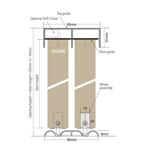 DOOR TRACK SET ROBEMAKER SLIDING CLEAR ANODISED 2 x 820 Doors 1620mm ...
